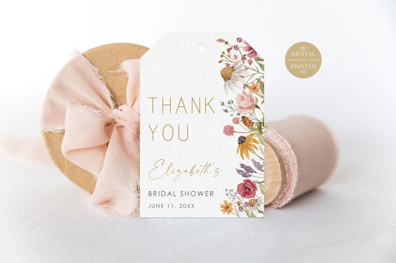 Boho Favor Tags, Bohemian Wildflower Editable Instant Digital or ...