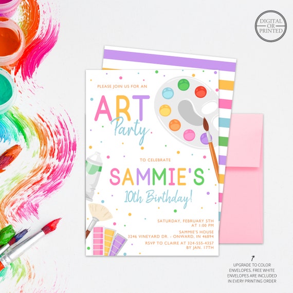 Art Party Birthday Invitation | Craft Birthday Party Invite | Painting ...