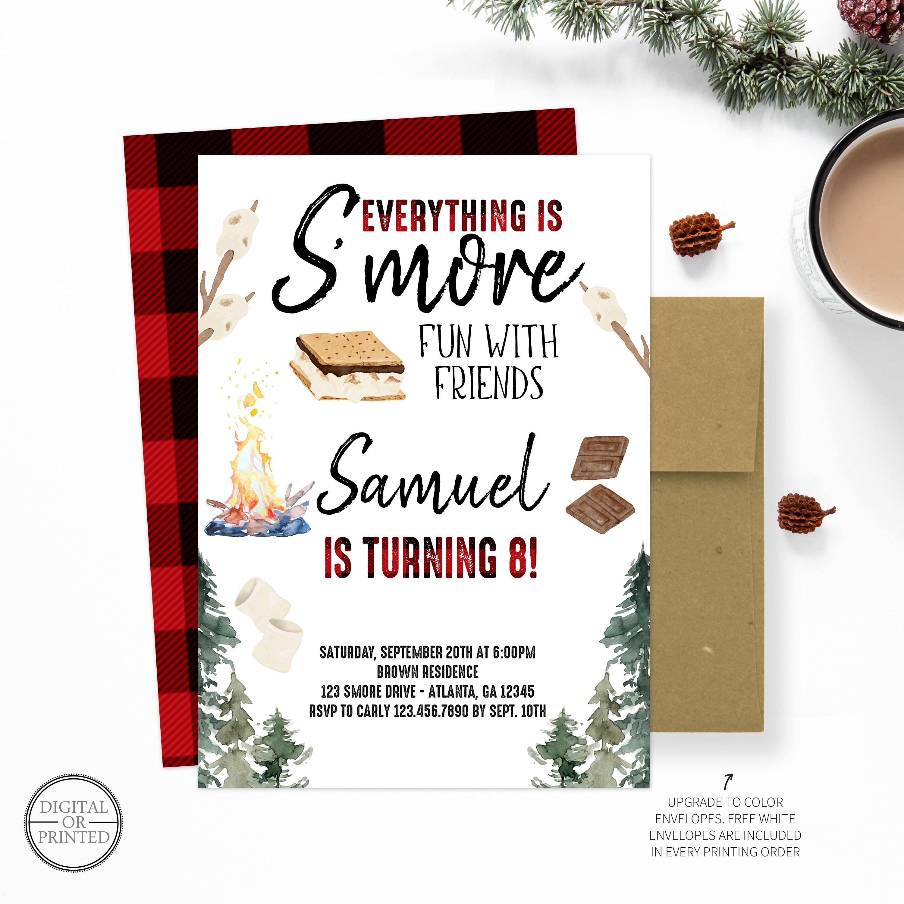 Paper & Party Supplies S'more Birthday Party Smore Birthday Invitation ...