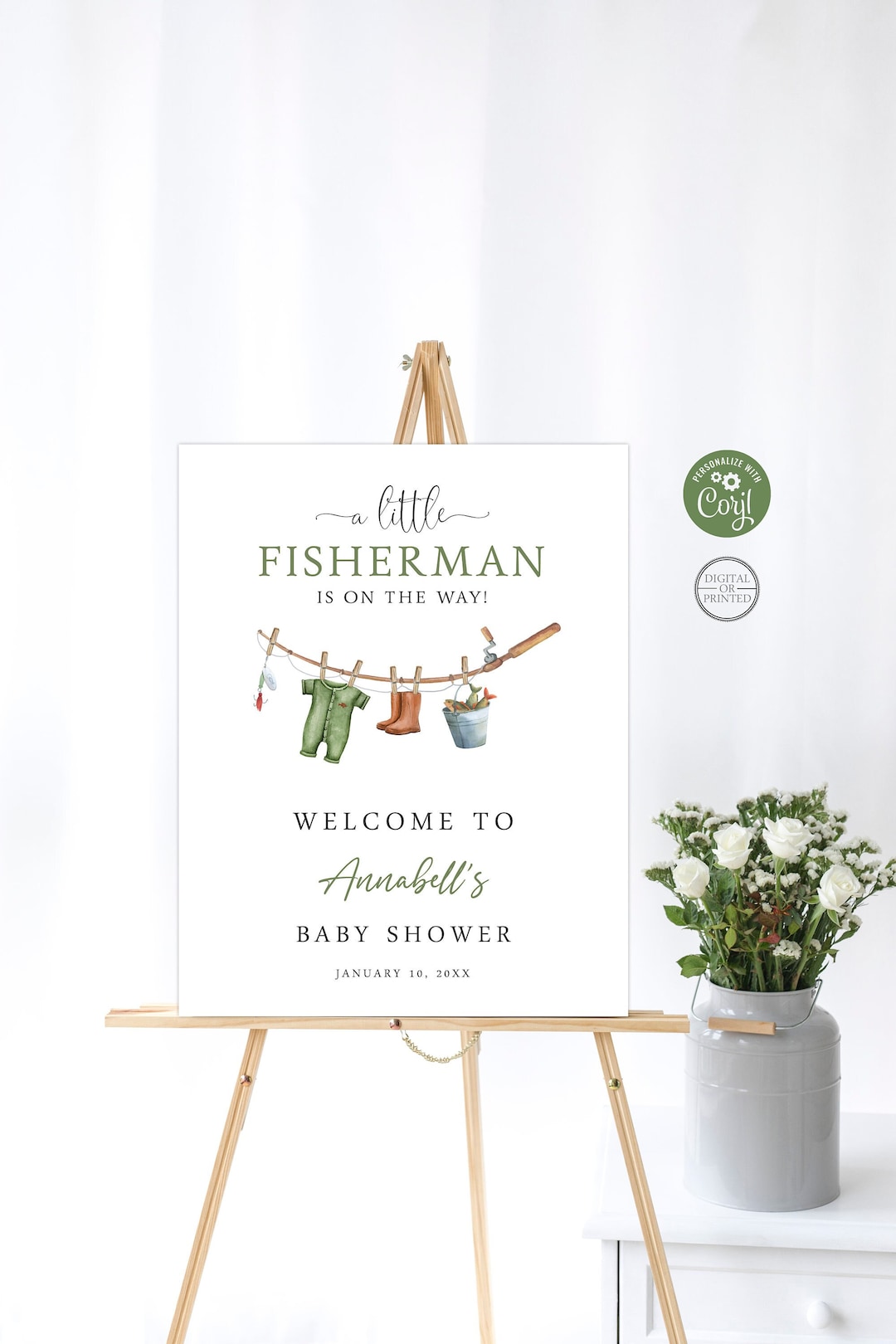 Fishing Baby Shower Welcome Sign | Instant Editable Digital or Printed ...