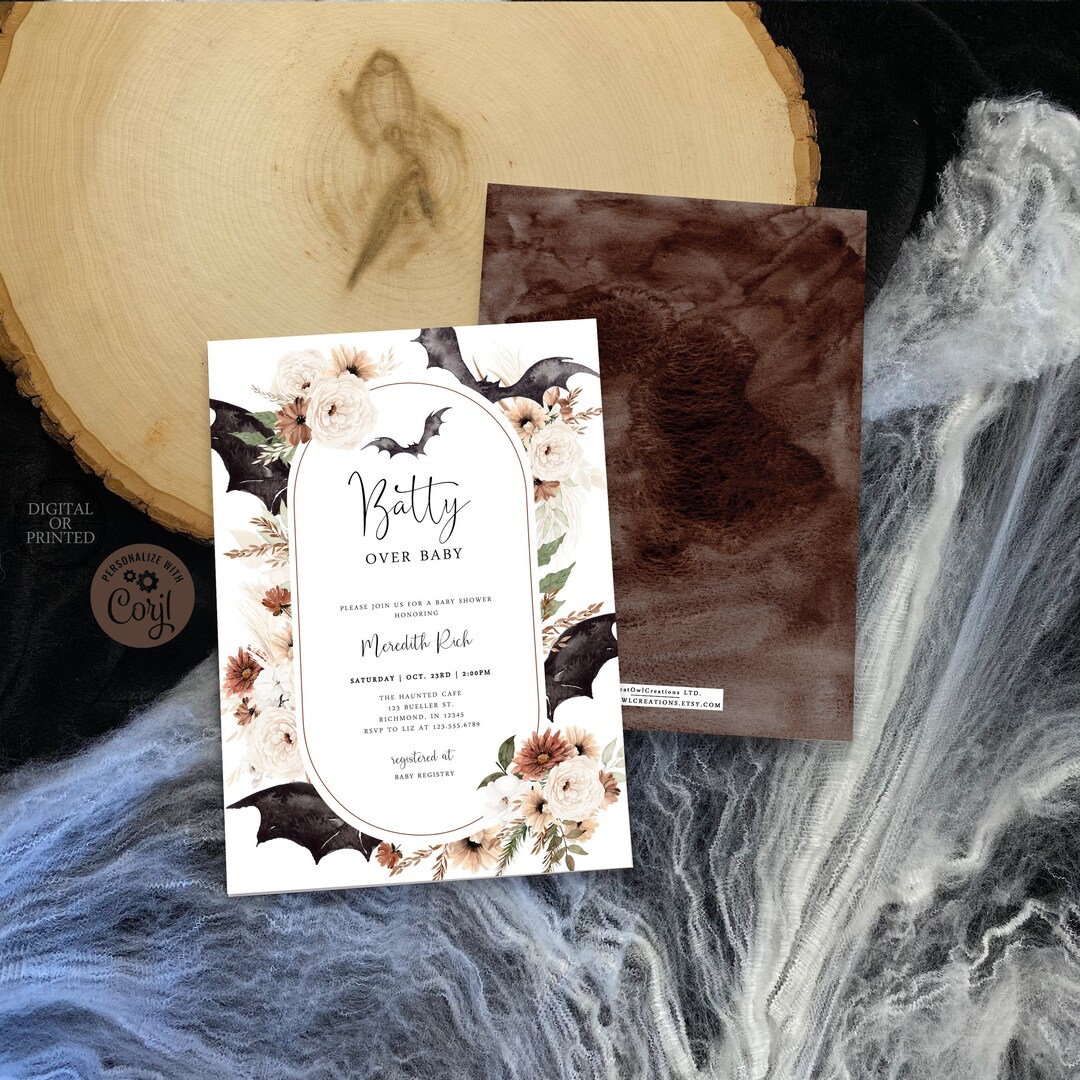 Halloween Baby Shower Invitation, Batty Over Baby Shower Invite ...