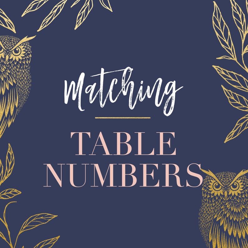 Matching Table Number, 4x6 & 5x7, Editable Instant Digital or Printed ...