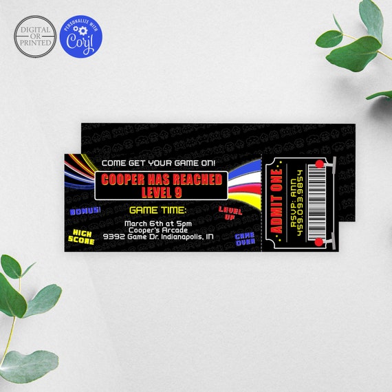 Arcade Invitation | Arcade Birthday Invitations | Game Birthday ...