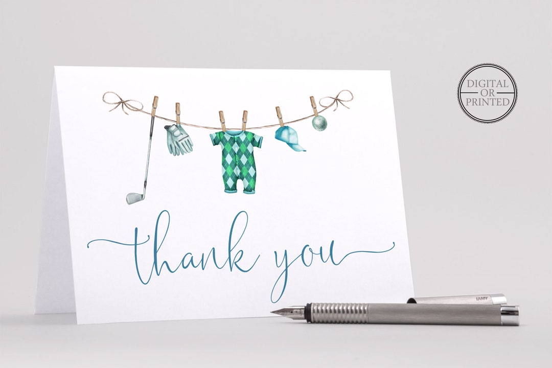 Golf Thank You Cards, Golfing Folded Card Baby Shower Stationary ...