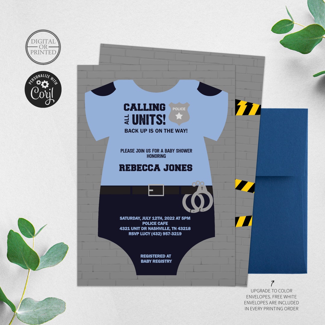 Police Baby Shower Invitation | Cop Baby Shower Invite | Calling All ...
