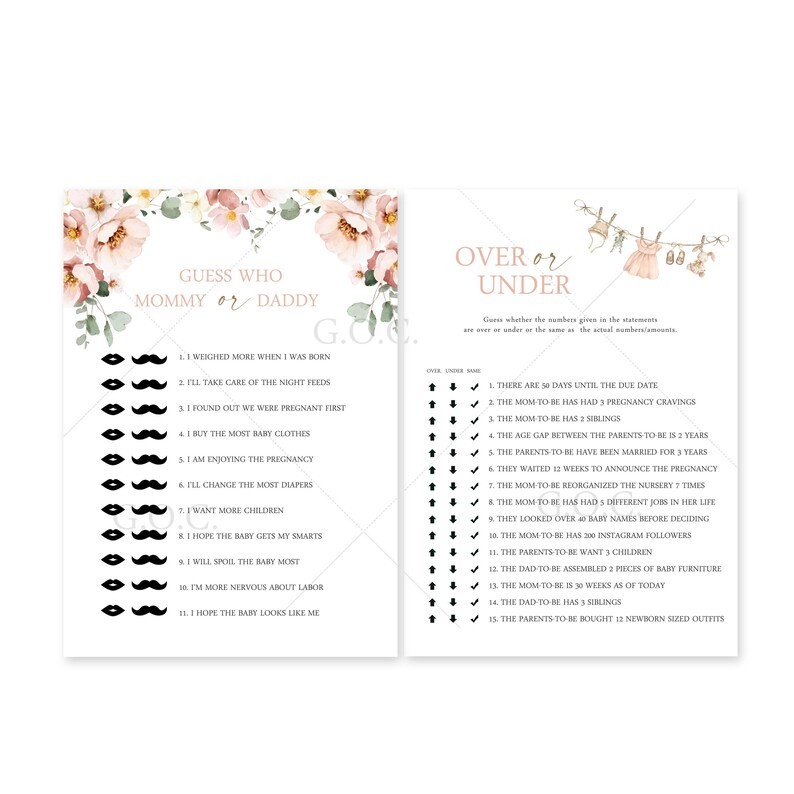 Boho Girl Clothesline Baby Shower Games Package, Self Edit Instant ...