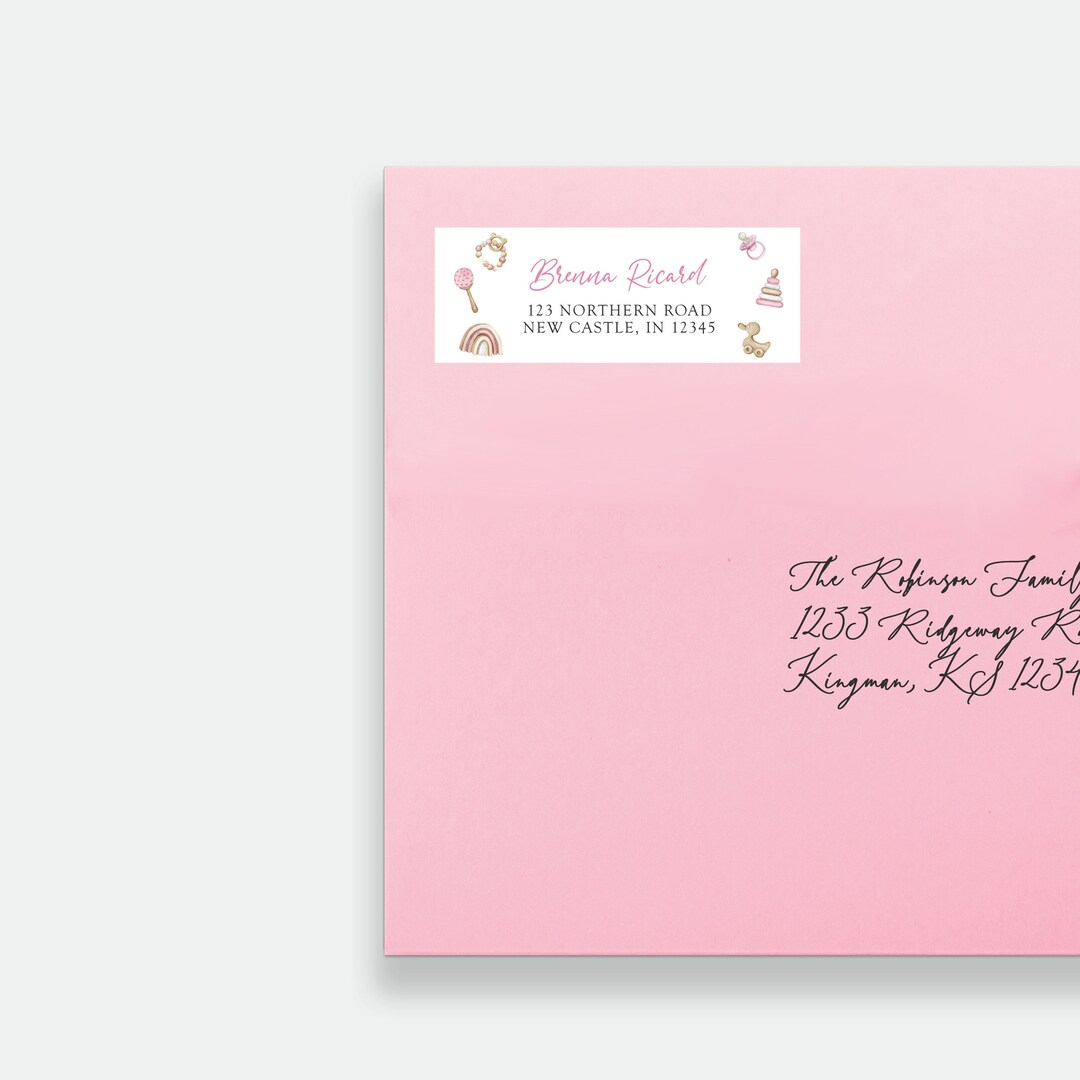 Baby Girl Return Address Label, Boho Baby Clothesline Baby Shower ...