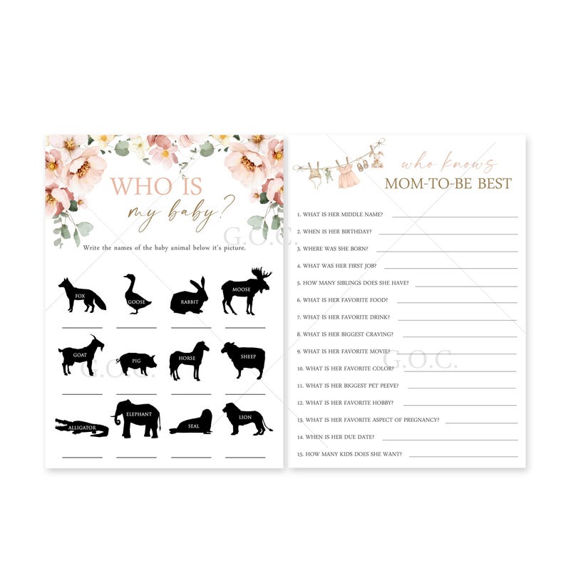 Boho Girl Clothesline Baby Shower Games Package, Self Edit Instant ...