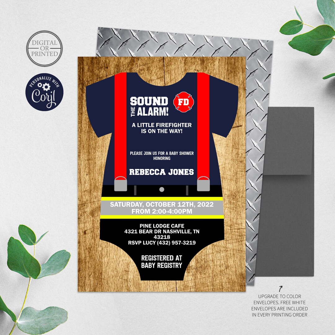 Fireman Baby Shower Invitation | Firefighter Baby Shower Invitation ...