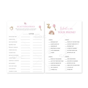 Pink Baby Clothesline Baby Shower Games Package, Self Edit Instant ...