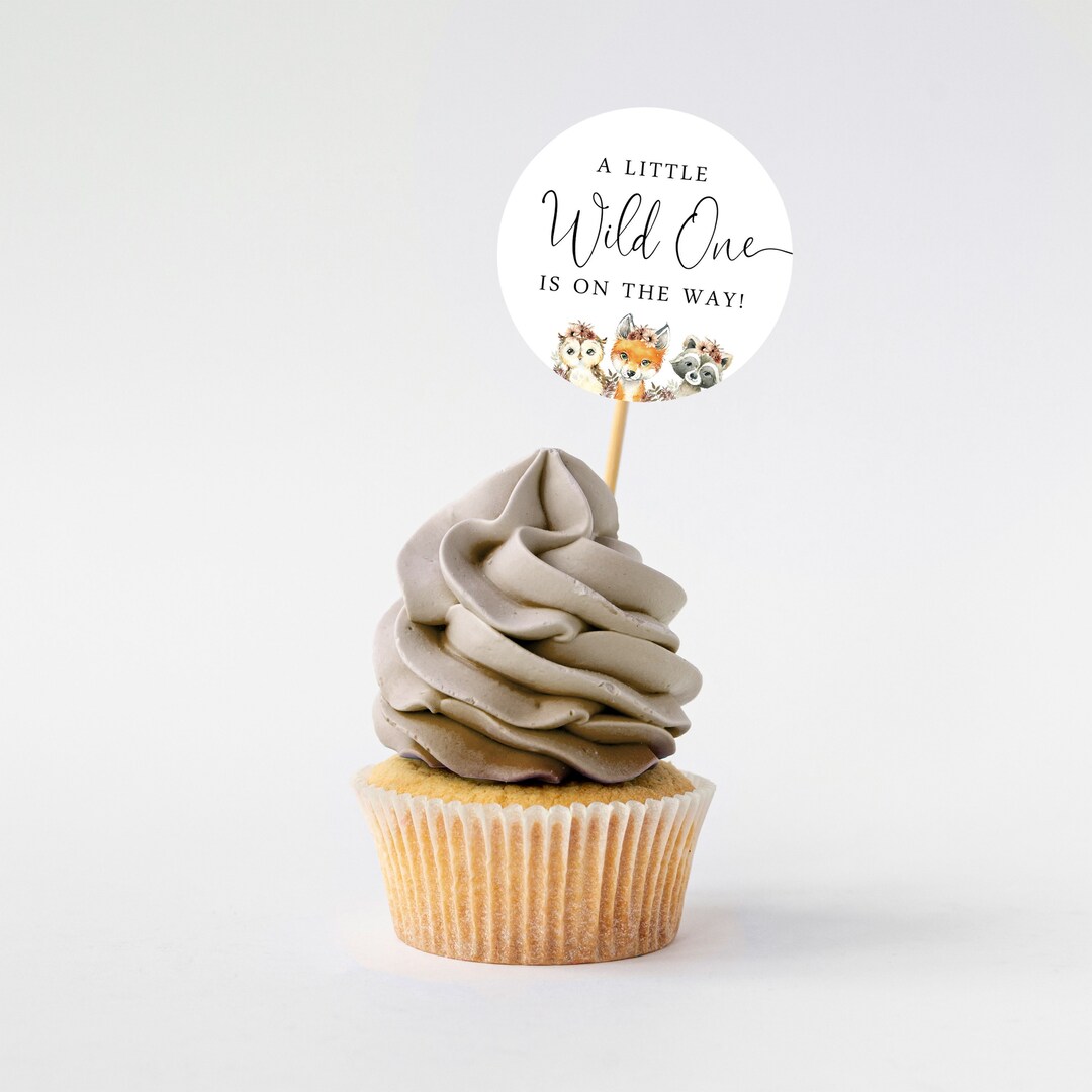 Floral Boho Woodland Baby Shower Cupcake Toppers, Forest Animals Party ...