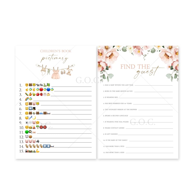 Boho Girl Clothesline Baby Shower Games Package, Self Edit Instant ...