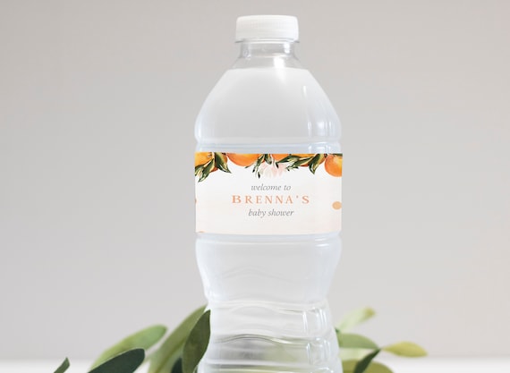 Citrus Orange Water Bottle Label Summer Floral Water Bottle | Etsy