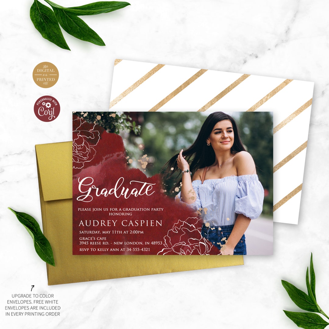 Red Graduation Announcement | Graduation Party Invitation | College ...