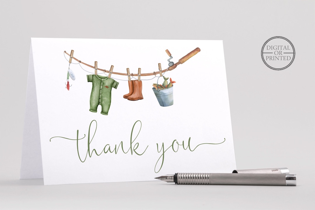 Fishing Thank You Cards | Fisherman Folded Card Baby Shower Stationary ...
