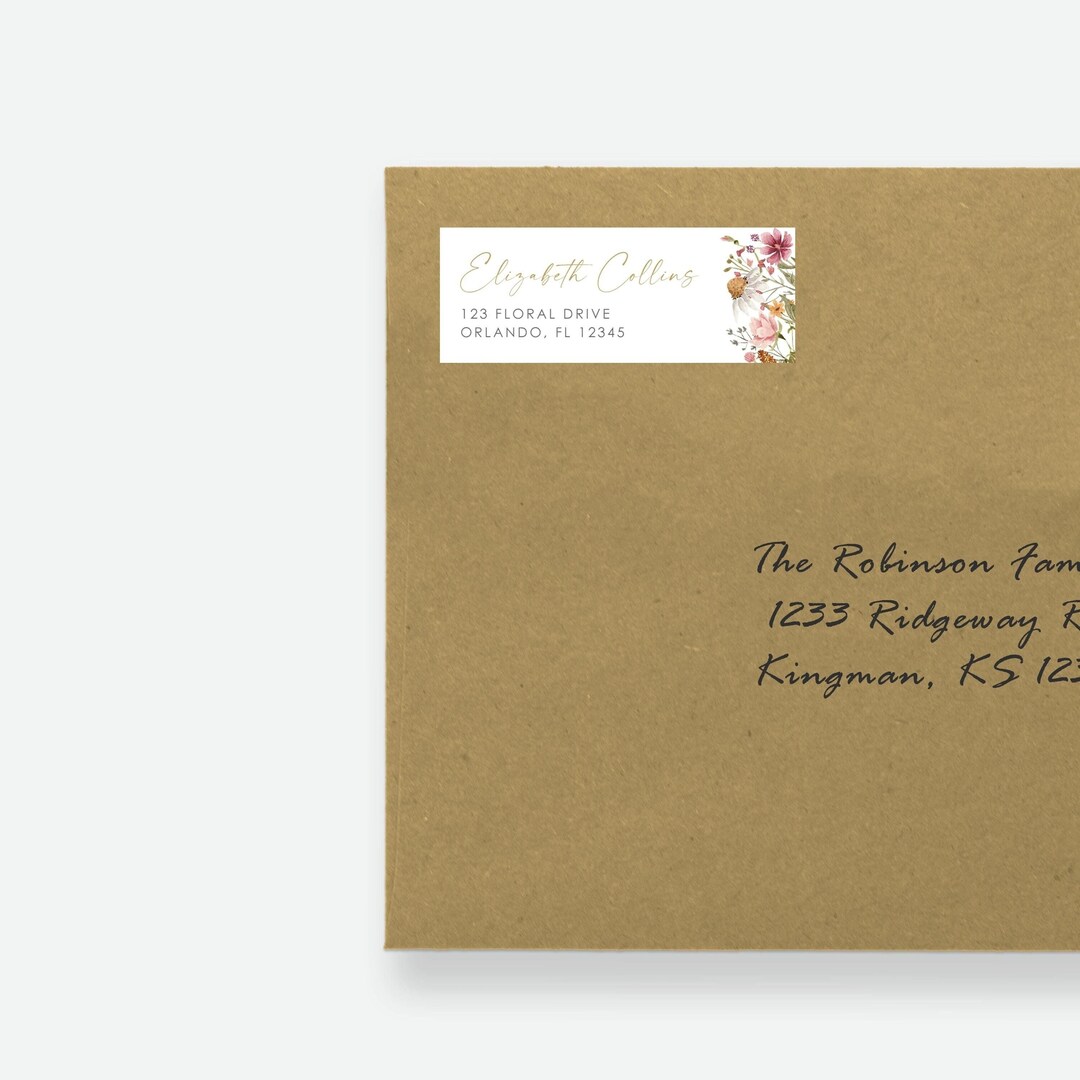 Boho Return Address Label, Bohemian Wildflower Instant Editable Digital ...