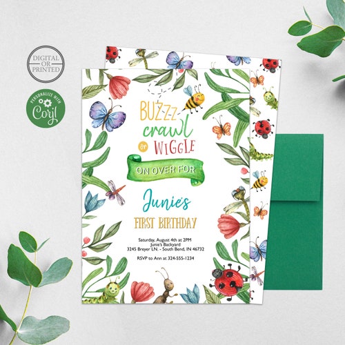 EDITABLE Bug Birthday Invitation Boy Insect Birthday Invite - Etsy