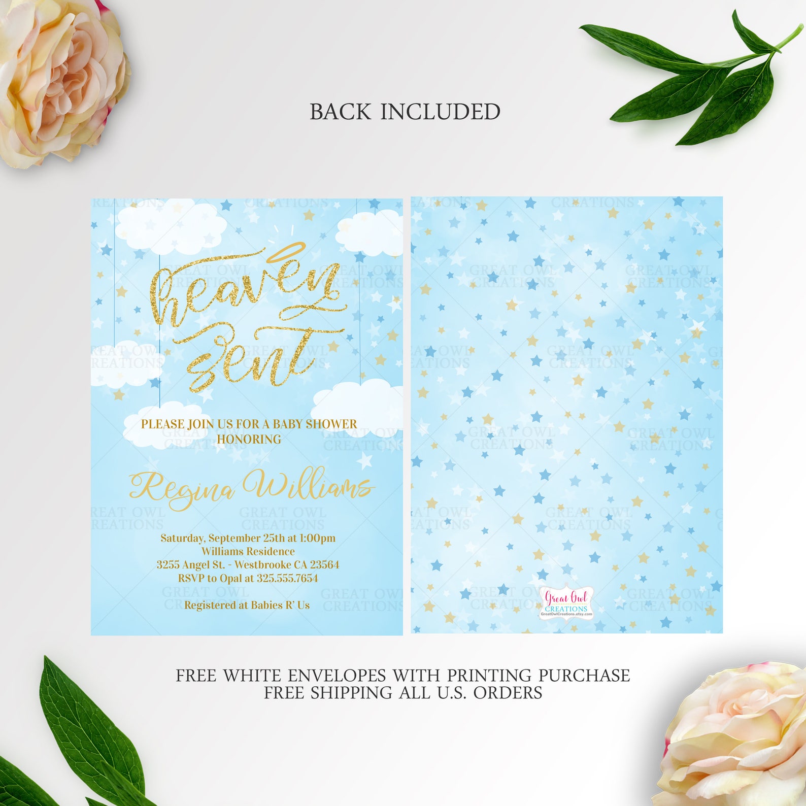 Heaven Sent Baby Shower Invitation Heaven Sent Invitation | Etsy