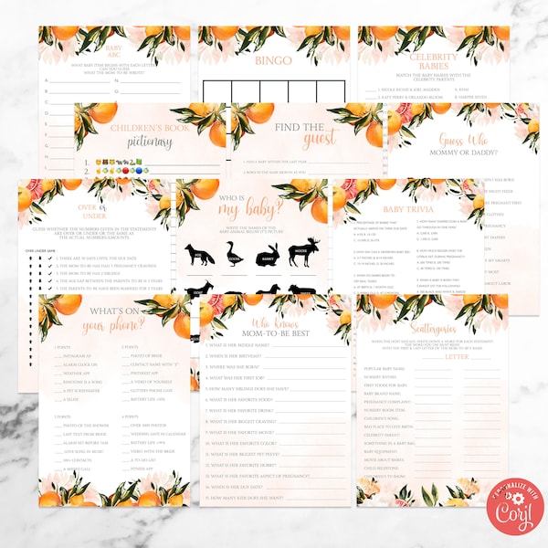 Cutie Baby Shower Games - Etsy