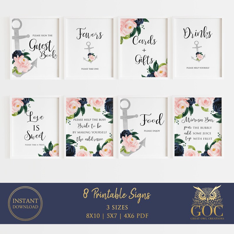 Instant Download Nautical Bridal Shower Sign Package | Etsy