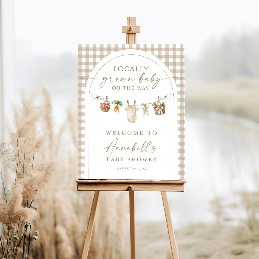 Locally Grown Welcome Baby Shower Sign, Instant Editable Digital or ...