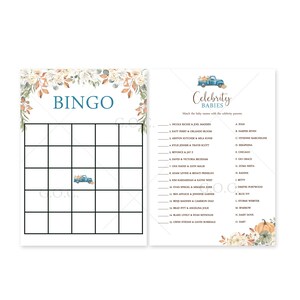 Fall Truck Baby Shower Games Package, Self Edit Instant Download ...