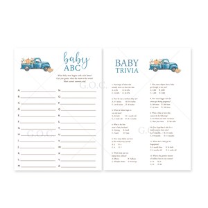 Fall Truck Baby Shower Games Package, Self Edit Instant Download ...
