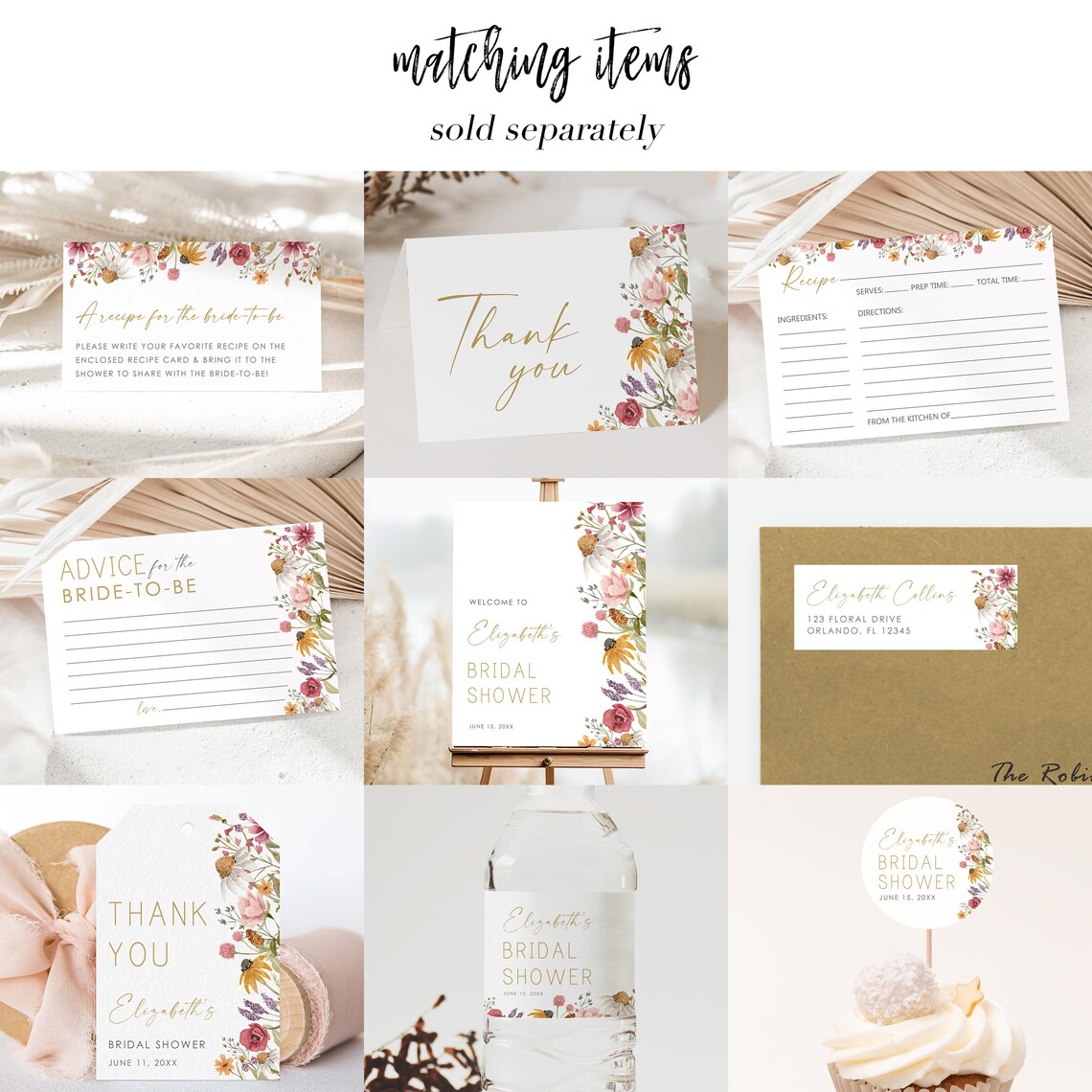 Boho Favor Tags, Bohemian Wildflower Editable Instant Digital or ...