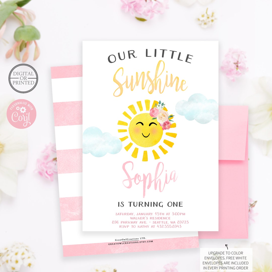 Our Little Sunshine Birthday Invitation - Etsy