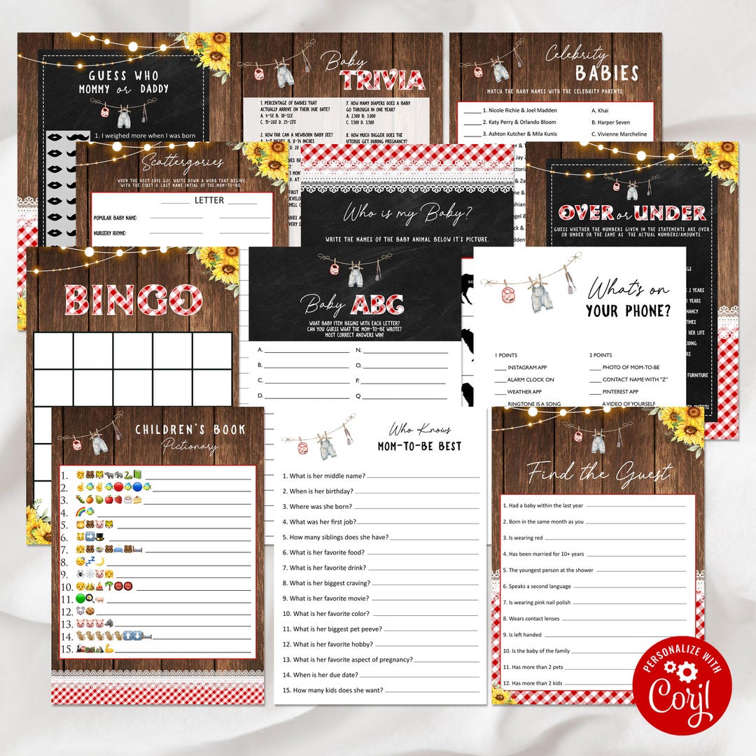 Baby Q Baby Shower Games Package, Coed BBQ Self-edit Instant Download ...