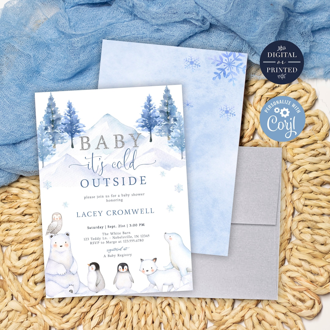 Baby It's Cold Outside Baby Shower Invitation Template | Winter Animal ...