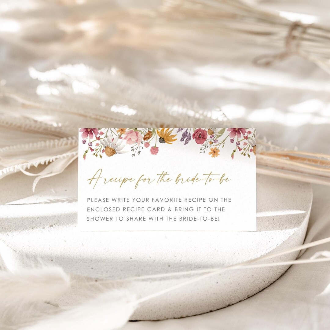 Boho Recipe Request Insert, Bohemian Floral Recipe Card Insert, Instant ...