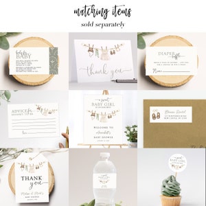 Boho Baby Girl Clothesline Baby Shower Games Package, Self Edit Instant ...