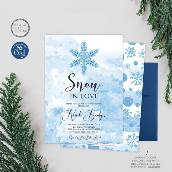 Snow in Love Bridal Shower Invitation | Winter Bridal Shower Invitation ...