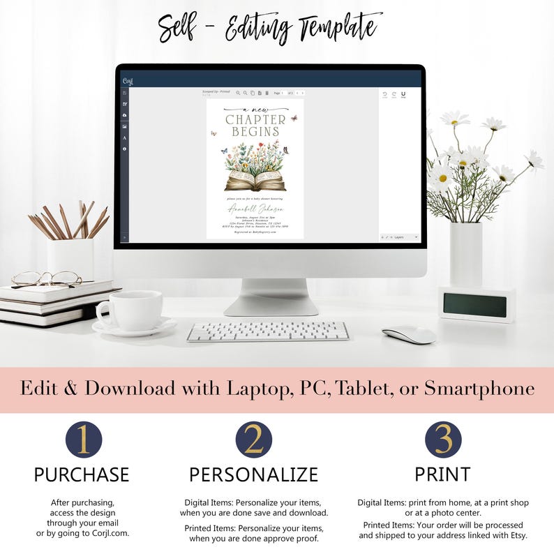 A New Chapter Begins Baby Shower Invitation, Storybook Baby Shower ...