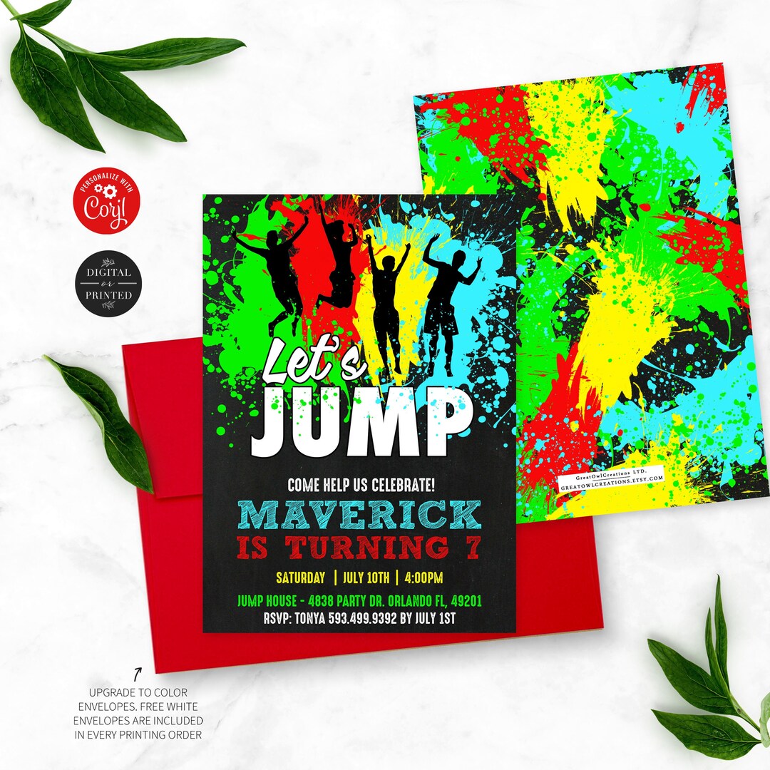 Jump Birthday Invitation | Jump Party Invitation | Trampoline Party ...