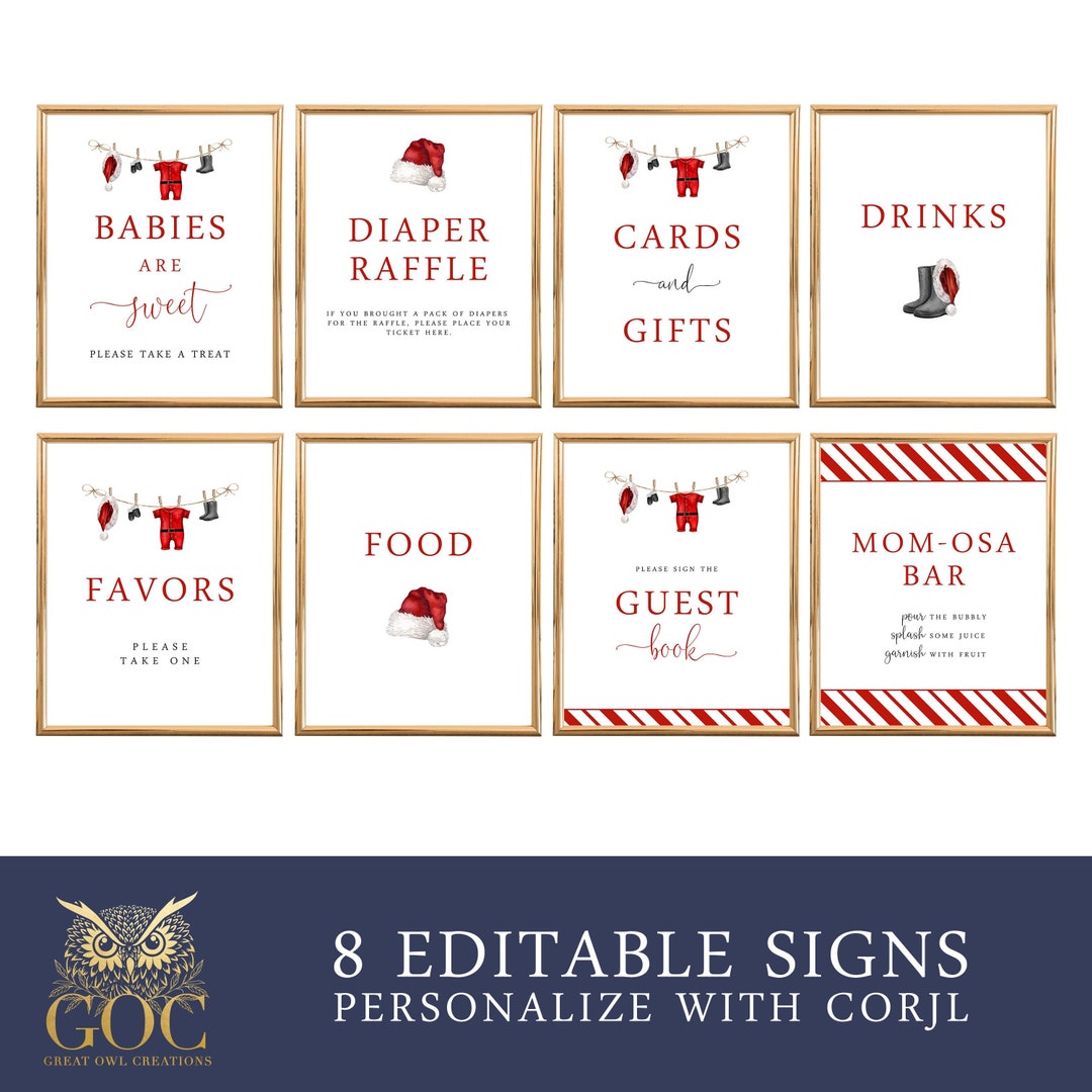 Santa Baby Shower Sign Package, 8x10 Editable Instant Download, BA ...