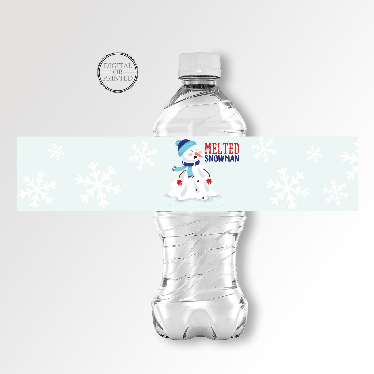 Winter Melted Snowman Water Bottle Label - Etsy