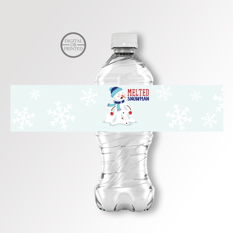 Winter Melted Snowman Water Bottle Label - Etsy
