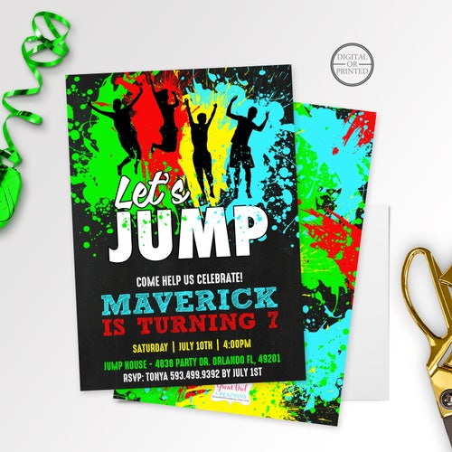 Jump Birthday Invitation Trampoline Party Invitation - Etsy