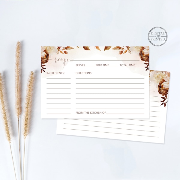 Fall Recipe Cards - Etsy
