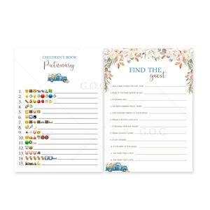 Fall Truck Baby Shower Games Package, Self Edit Instant Download ...