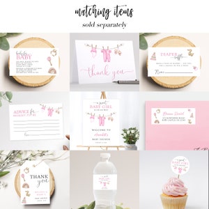 Pink Baby Clothesline Baby Shower Games Package, Self Edit Instant ...