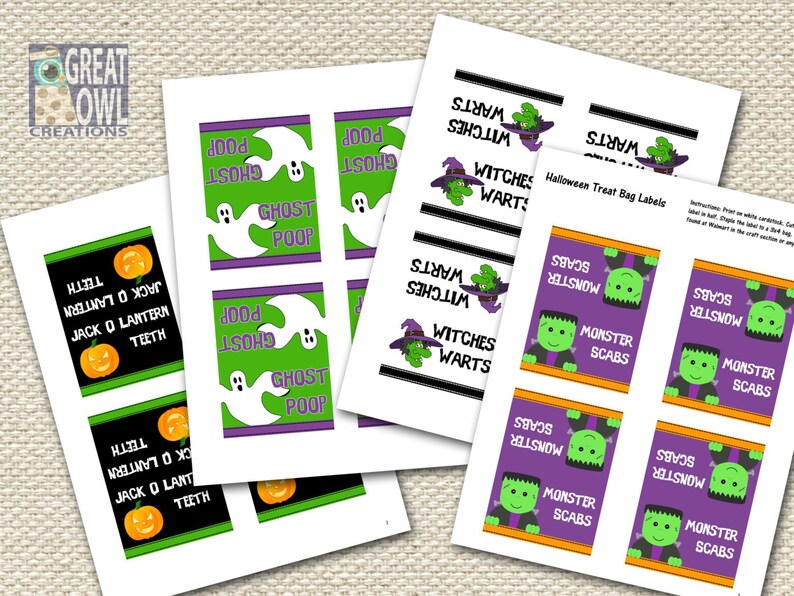 Halloween Treat Bag Topper Halloween Treat Bag Label - Etsy