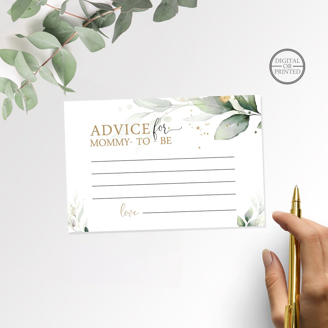 Greenery Advice Cards | Eucalyptus Baby Shower Advice Cards | 4x6 Cards ...