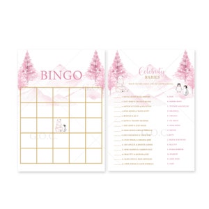 Pink Winter Animal Baby Shower Games Package | Self Edit Instant ...