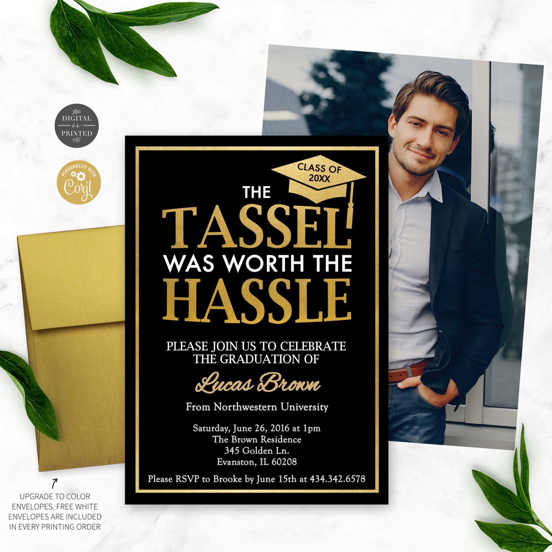 Tassel Was Worth the Hassle Graduation Invitation | Graduation ...