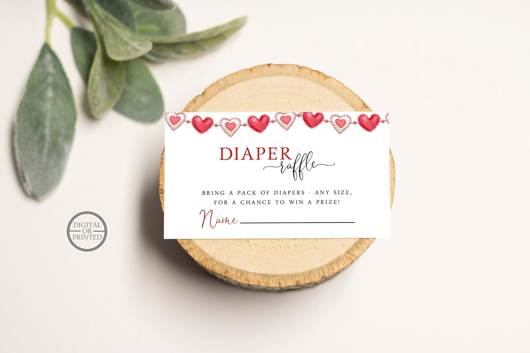 Valentine Diaper Raffle Insert Card, Sweetheart Baby Shower Insert ...