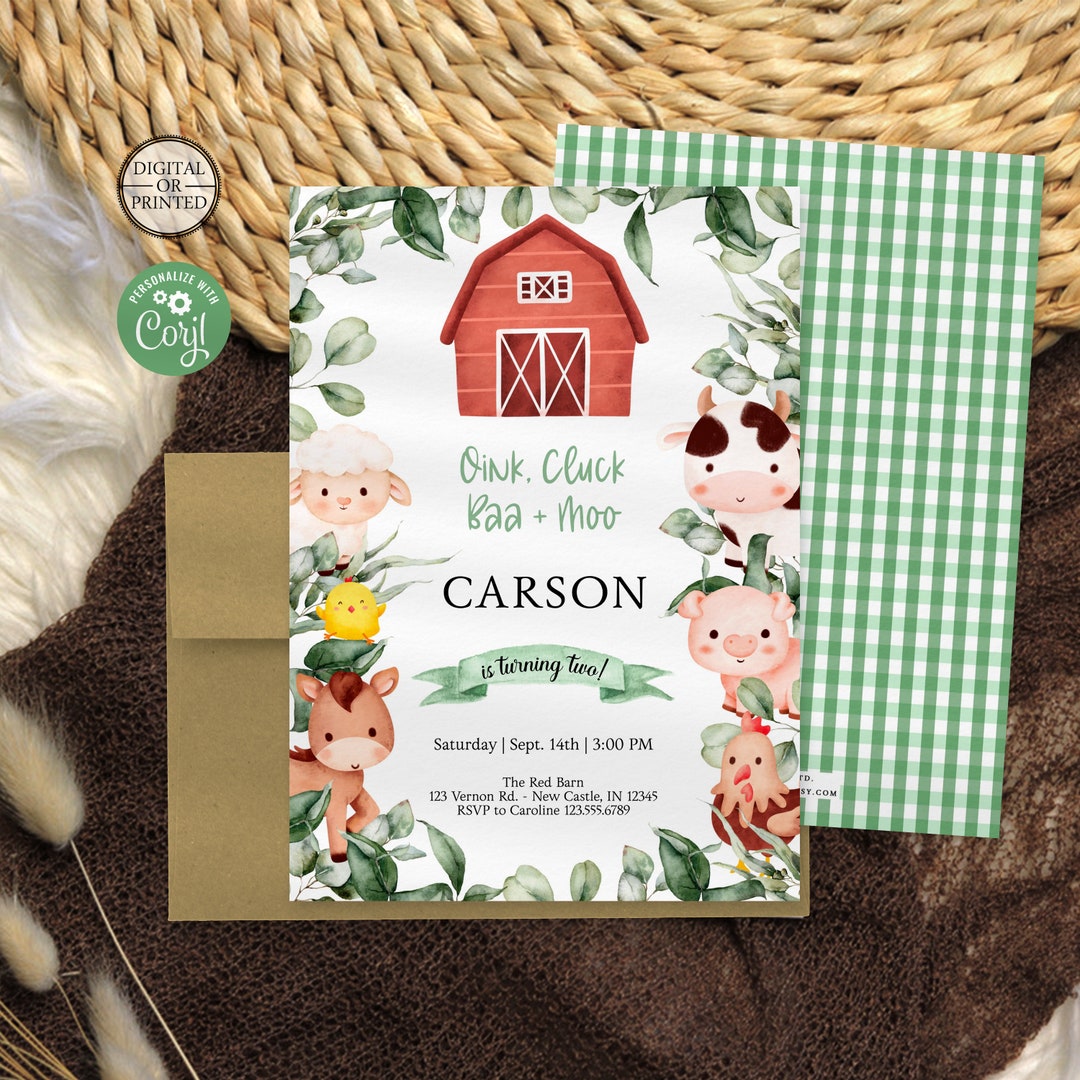 Farm Birthday Invitation | Barn Animals Editable Template | Ranch Kids ...
