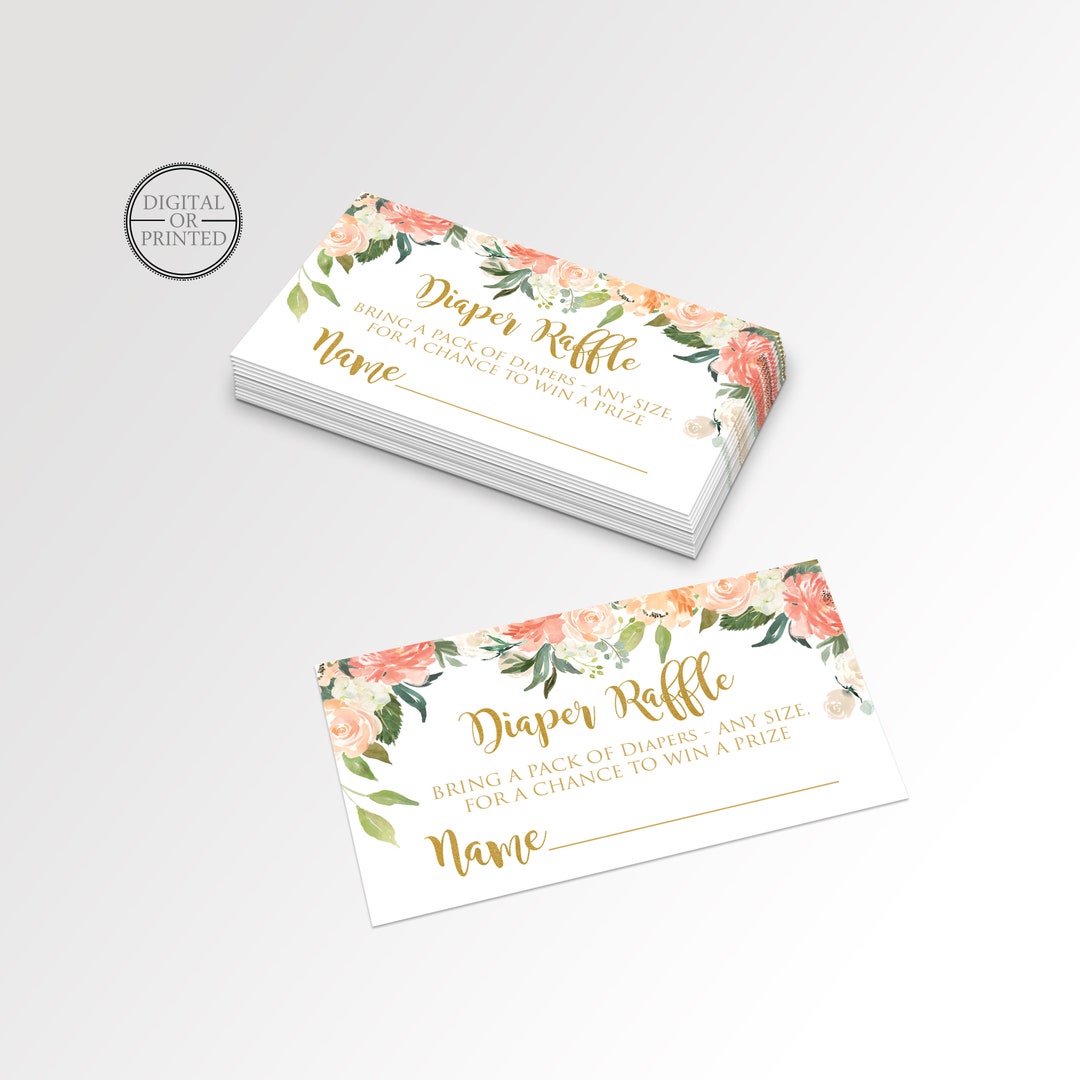 Floral Gold Confetti Diaper Raffle Insert Card | Digital or Printable ...